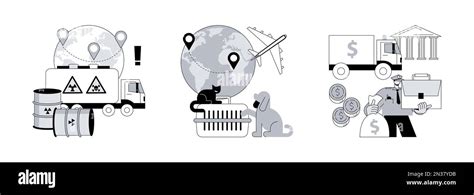 Transit And Logistics Abstract Concept Vector Illustration Set