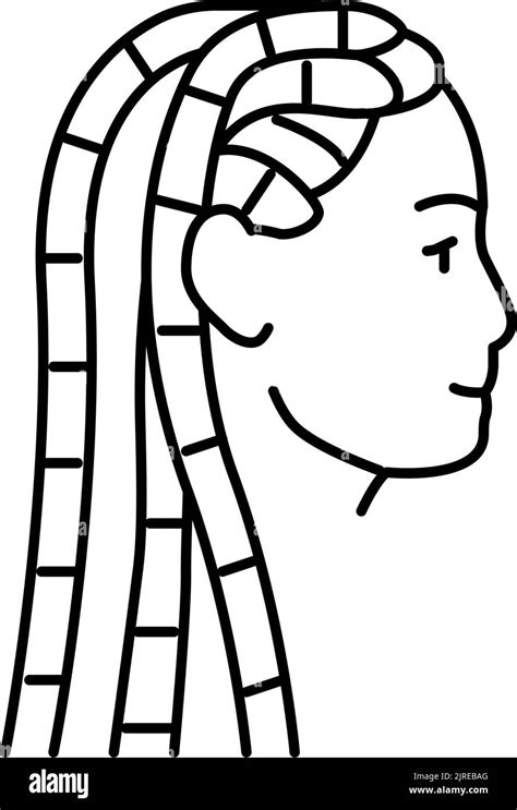 Braids Hairstyle Line Icon Vector Illustration Stock Vector Image And Art