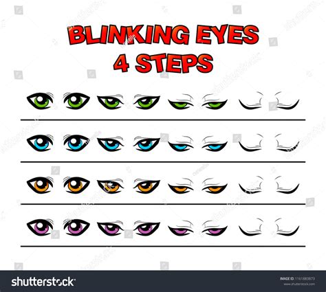 Blinking Eyes Steps Vector Preset Character Vector De Stock Libre De Regalías 1161883873