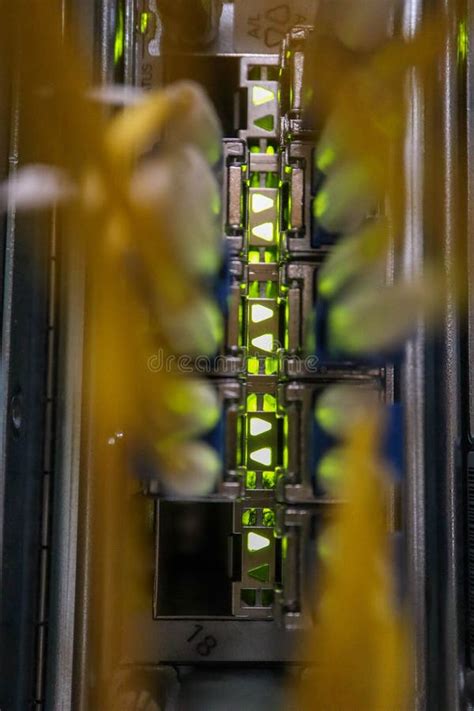 Network Hub Switch And Patch Cables With Lights Stock Image Image Of Cord Business 271288191