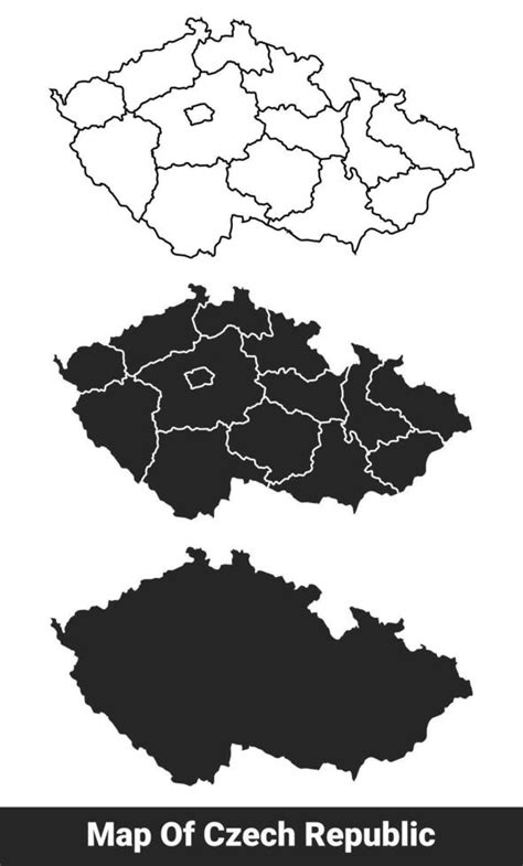 Black Map Of Czech Republic Flat And Outline Style Illustration Set Vector Art At Vecteezy