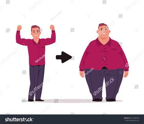 Fat Man Slim Overweight Cartoon Characters 库存矢量图（免版税）1931699030