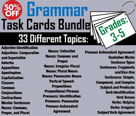 Grammar Task Cards Teaching Resources