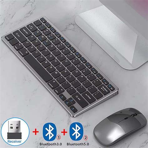 Jomaa Bluetooth Usb Silent Click Keyboard And Mouse Combo Dual Mode Rechargeable Wireless