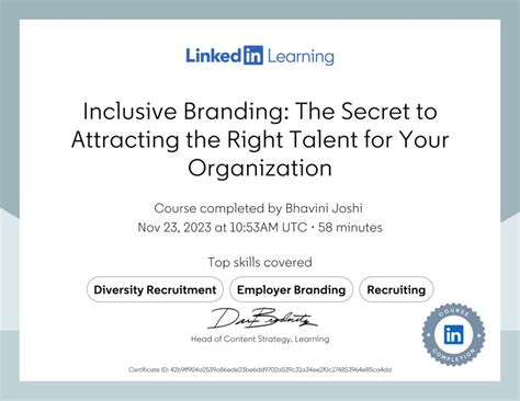 just finished the course “inclusive branding the secret to attracting the right talent for your