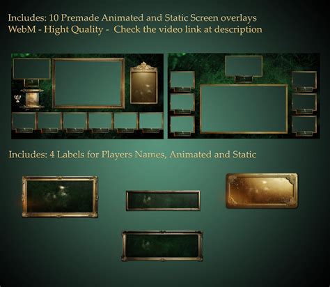 Animated Dnd Stream Overlay Pack Medieval Green And Gold Etsy