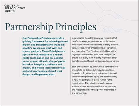 Our Partnership Principles Center For Reproductive Rights