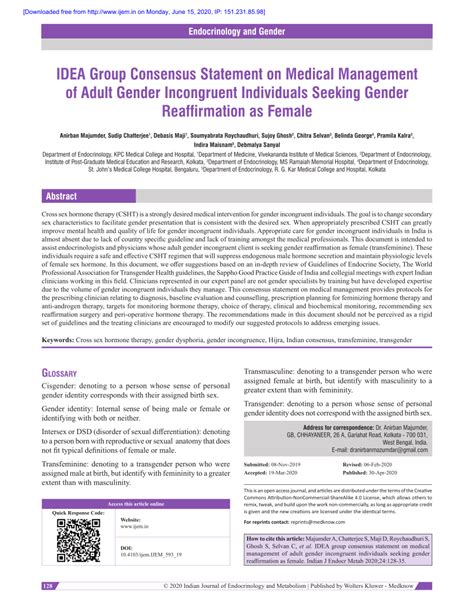 Pdf Idea Group Consensus Statement On Medical Management Of Adult