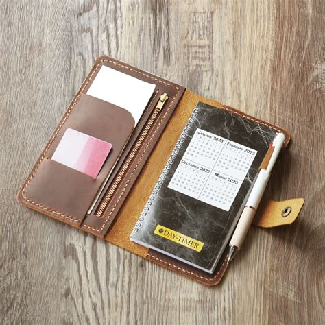 Personalized Leather Day Timer Planner Cover Pocket Size Fits 3 12 Personalized Leather Day Timer Planner Cover Pocket Size Fits 3 12