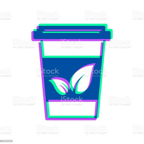일회용 차 한잔 흰색 배경에 두 가지 색상이 오버레이된 아이콘 3차원 형태에 대한 스톡 벡터 아트 및 기타 이미지 3차원 형태 개념 공란 Istock