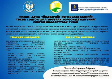 ЖИЖИГ ДУНД ҮЙЛДВЭРИЙГ ХӨГЖҮҮЛЭХ САНГИЙН ТӨСӨЛ СОНГОН ШАЛГАРУУЛАХ ХОРООНЫ ГИШҮҮНИЙГ СОНГОН