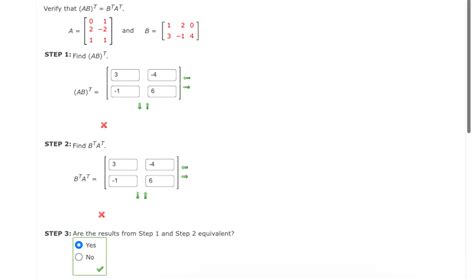 Solved Verify That Ab T Btat A [012 211] ﻿and