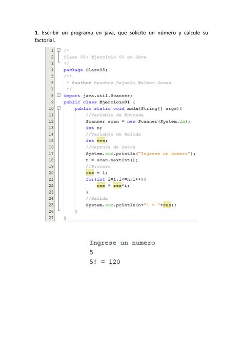 Taller de Programación S Escribir un programa en java que solicite un número y calcule su