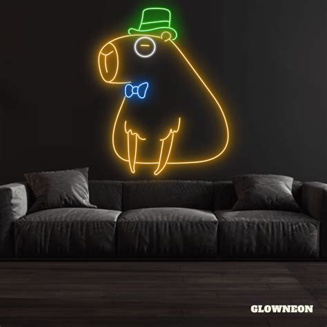 Glowneon Cool Capybara Neon Sign Capybara Sign Capybara Walll Decor