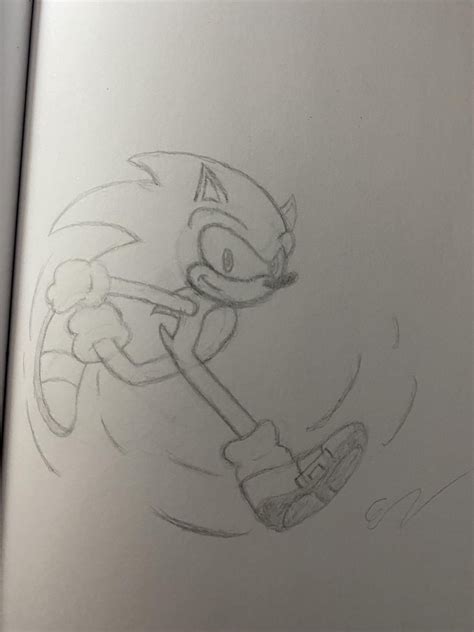 Sonic Running Drawing Art By Me R Sonicthehedgehog