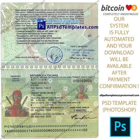 Italy Passport Template All Psd Templates