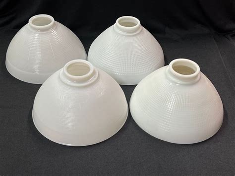 Milk Glass Torchiere Lamp Shade Mcm Art Deco Styling Assorted Finish Texture 10 Light