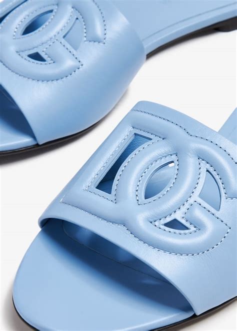 Dolceandgabbana Dg Logo Flat Sandals For Women Blue In Uae Level Shoes