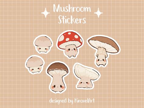 Cute Mushroom Sticker Set Cute Fungi Sticker Pack Waterproof Stickers