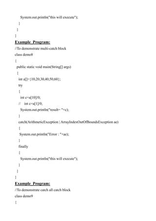 Exception Handling Notes In Java Exception Pdf