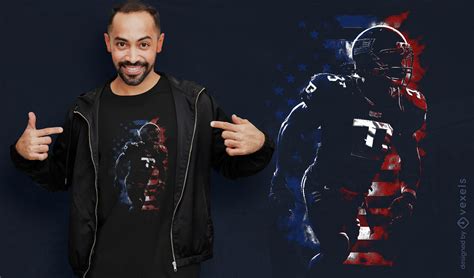 American Football Player Flag T Shirt Design Psd Editable Template