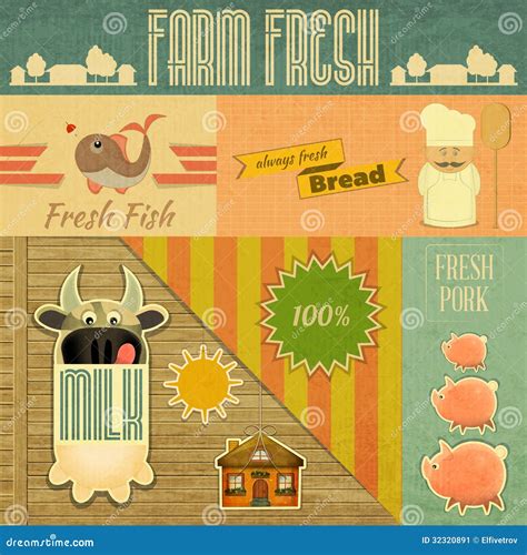 Farm Fresh Organic Products Stock Vector Illustration Of Animals
