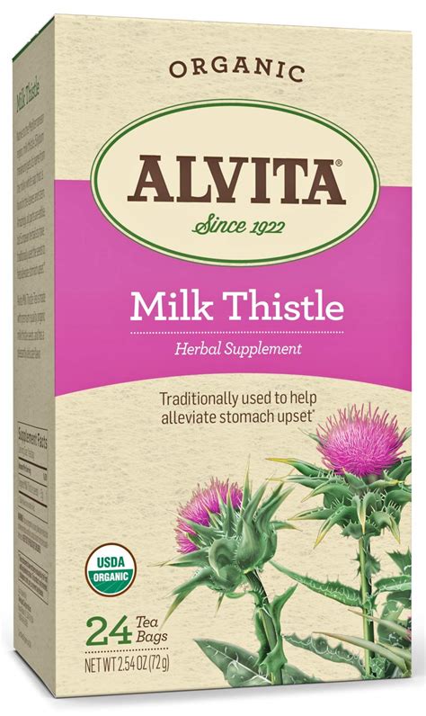 Alvita Organic Milk Thistle Herbal Tea 24 Premium Tea Bags For Liver