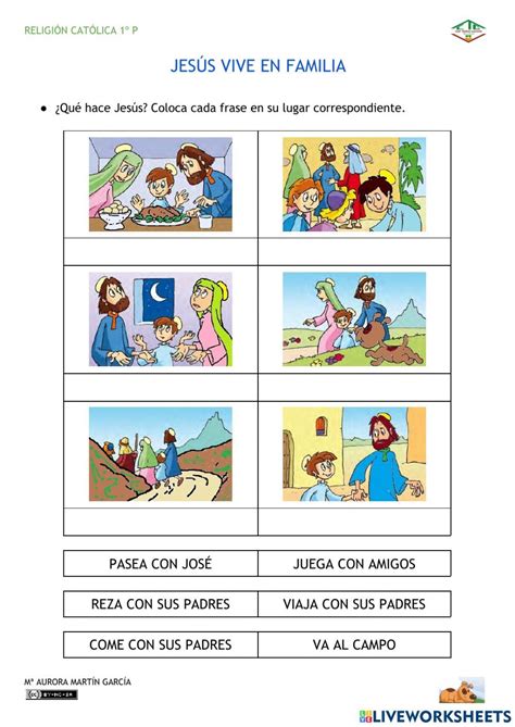 Jesús Y Su Familia Worksheet Artofit