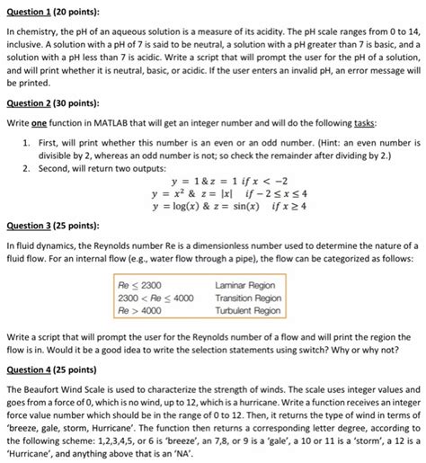 Solved Question 1 20 Points In Chemistry The PH Of An Chegg Com