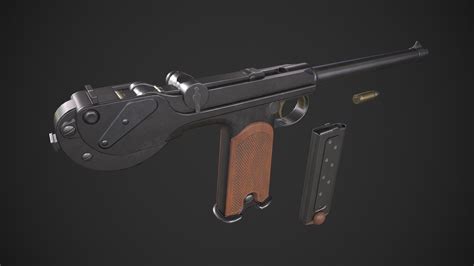 3d Model Borchardt C93 Pistol Vr Ar Low Poly Cgtrader
