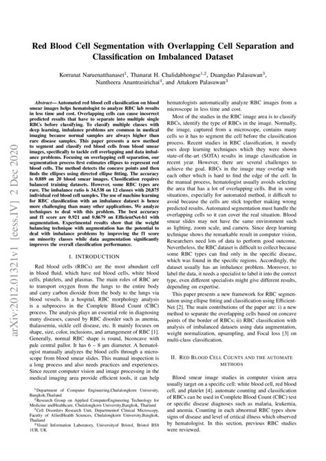 Red Blood Cell Segmentation With Overlapping Cell Separation And Classification On Imbalanced
