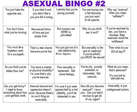 Asexuality Bingo Card Rasexuality