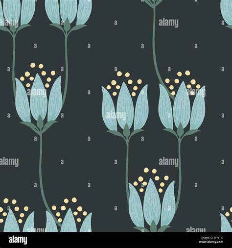 Seamless Pattern Abstract Blue Flowers Vector Illustration Stock Vector