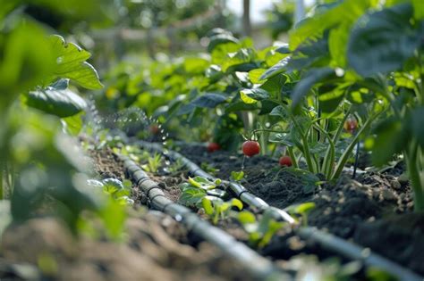 Premium Photo Tomato Plants With Efficient Drip Irrigation System