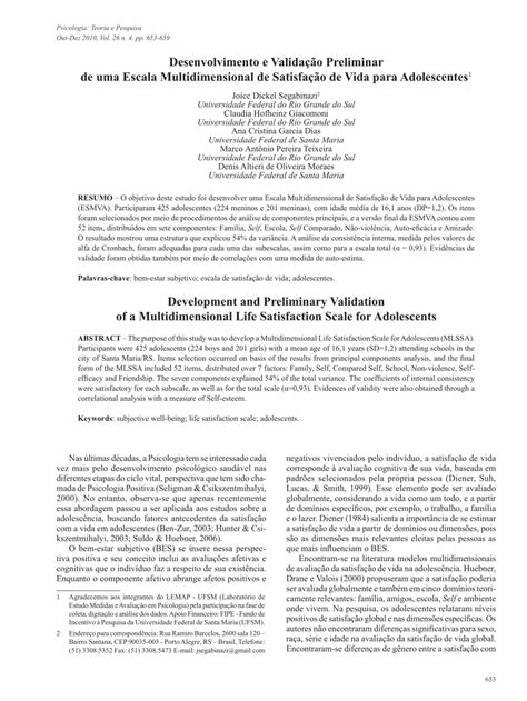 Pdf Development And Preliminary Validation Of A Multidimensional Life