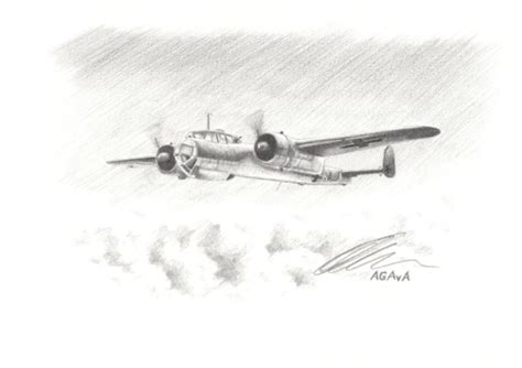Original Pencil Drawing Of A Dornier Do17 With Relic