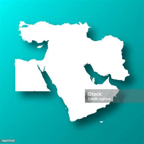 Carte Du Moyenorient Sur Le Fond Vert Bleu Avec Lombre Vecteurs Libres