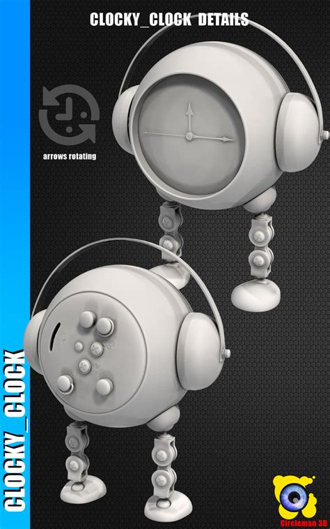 Clocky Clock Robot 3d Models Prime 499 Circleman
