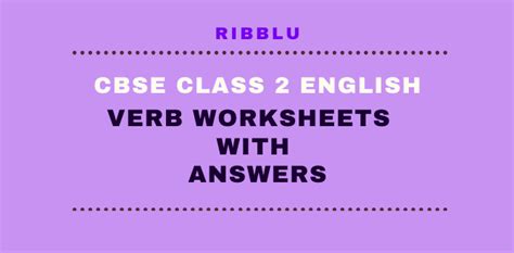 Verb Worksheet For Class 2 With Answers