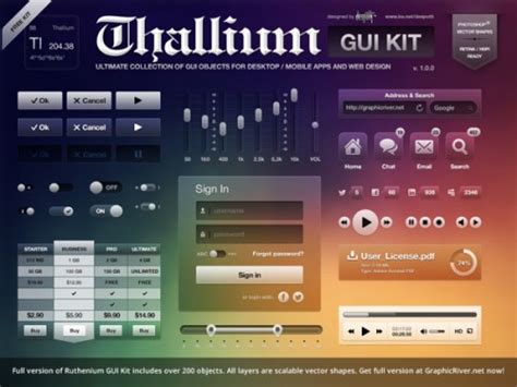 アプリや web デザイナーのための GUI キット無料 psd ファイル 無料素材のフリーPSD