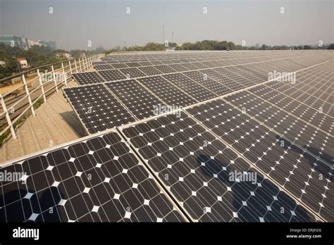 A MW Solar Power Station Run By Tata Power On The Roof Of An Electricity Company In Delhi