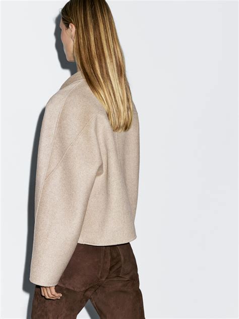 Short Wool Blend Coat · Pearl Grey · Coats Massimo Dutti