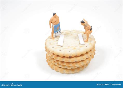 The Figure Of Sumo Wrestler On Biscuits Stock Image Image Of Large Isolated 232819397