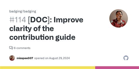 Doc Improve Clarity Of The Contribution Guide · Issue 114 · Badging