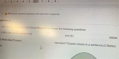 Solved Use The Following Output From Excel Megastat To
