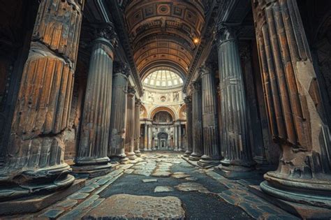 Premium Photo A Large Cathedral With Columns And A Skylight