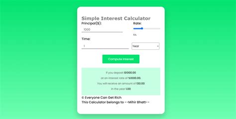 GitHub Mihirbhatt Simple Interest Calculator