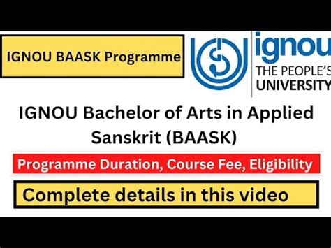 IGNOU Bachelor Of Art S In Applied Sanskrit BAASK IGNOU BAASK
