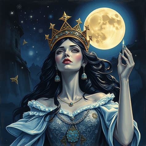 Queen Of The Night Queen Rides Under Starry Night Sky