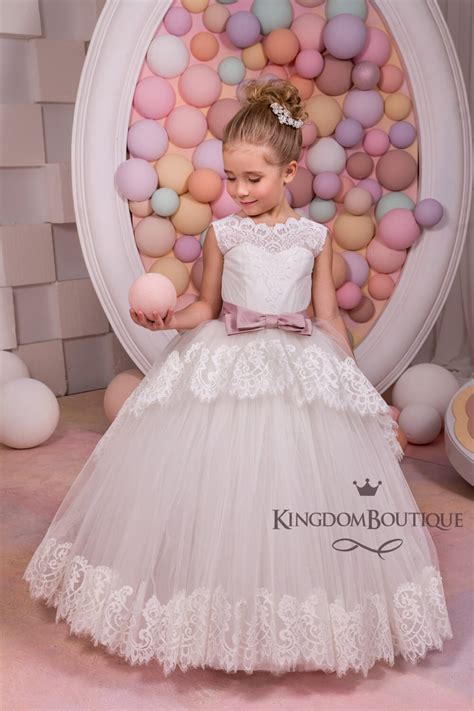 Ivory Lace Flower Girl Dress Birthday Holiday Wedding Party